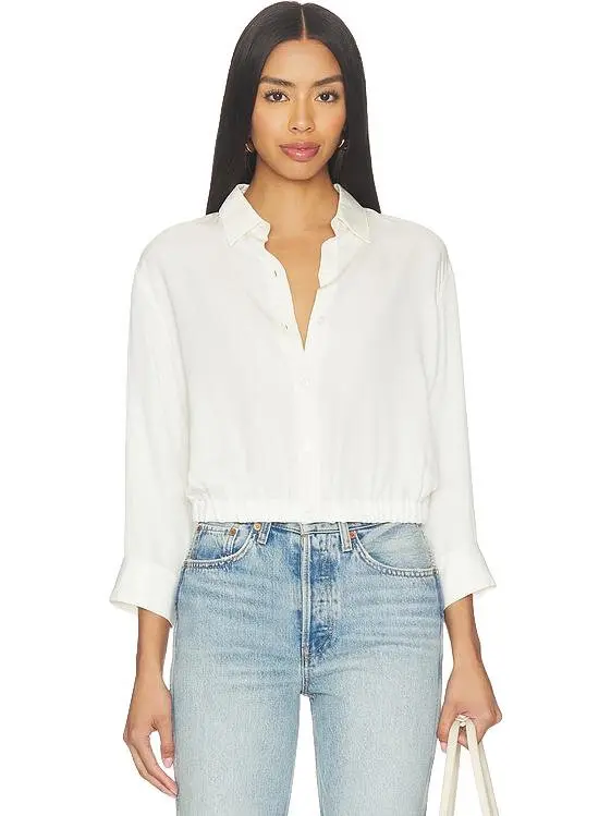 Theory Quarter Sleeve Cropped Shirt - Ivory