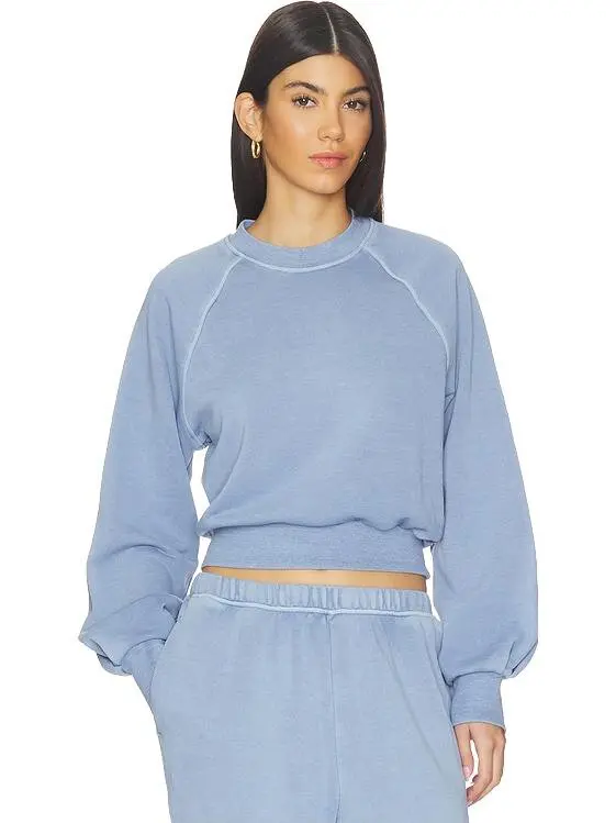 Beyond Yoga Raglan Crew Sweatshirt - Washed After Dark Navy