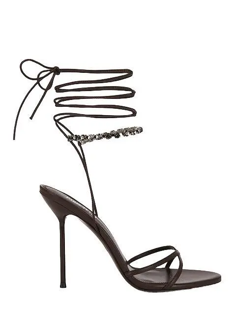 Paris Texas Lidia Lace-up Stiletto Sandals - Ebano & Grey Diamond