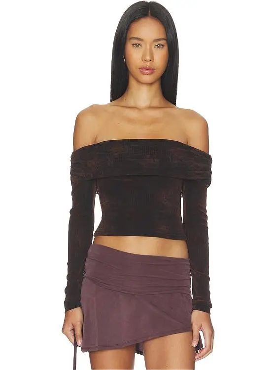 TIGER MIST I.am.gia Korra Off-the-shoulder Top - Dark Brown