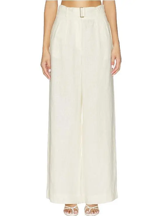 HEVRON Alina Linen Pants - Ivory