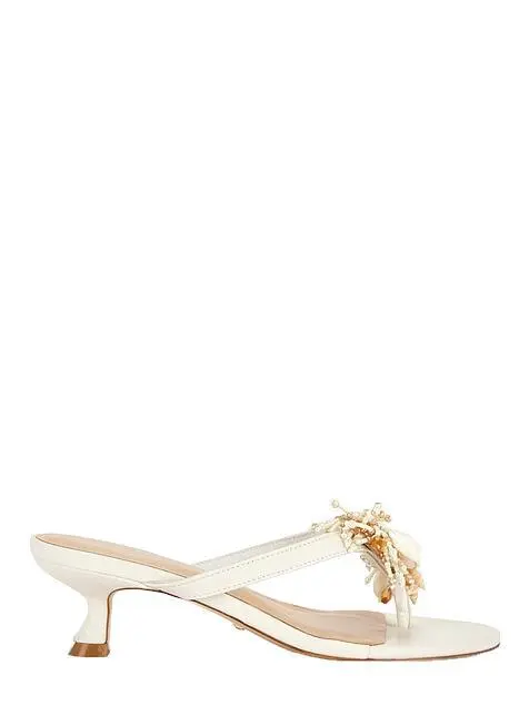 Raye Iman Embellished Kitten Heel Sandal - Ivory