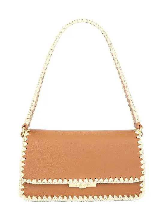 Rebecca Minkoff Berkley Flap Shoulder Bag With Raffia Trim - Caramello