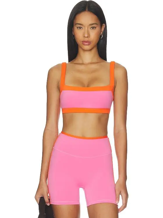 FORM Straight Neck Sports Bra In Pink - Peony