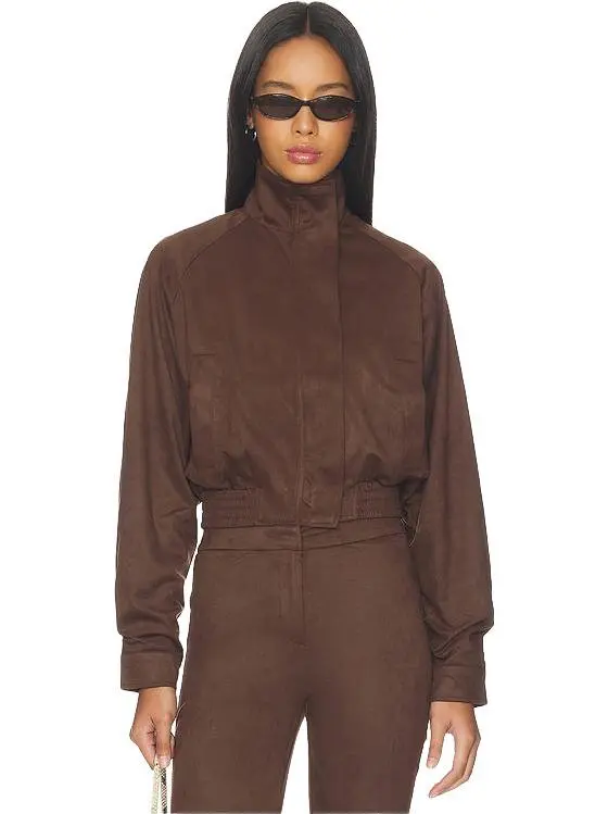 Superdown Faux Suede Zip-up Jacket - Brown