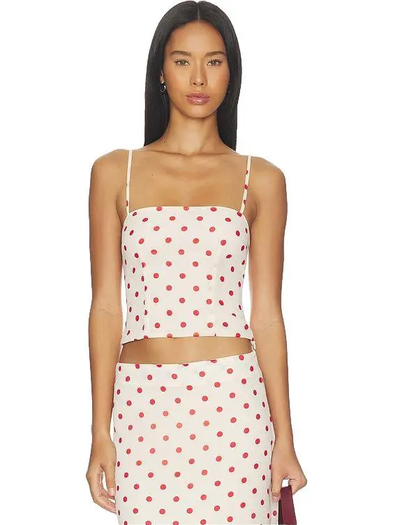 MORE TO COME Annie Cami Top - Cream & Red Dot