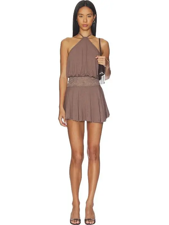 MORE TO COME Easton Halter Mini Dress - Brown