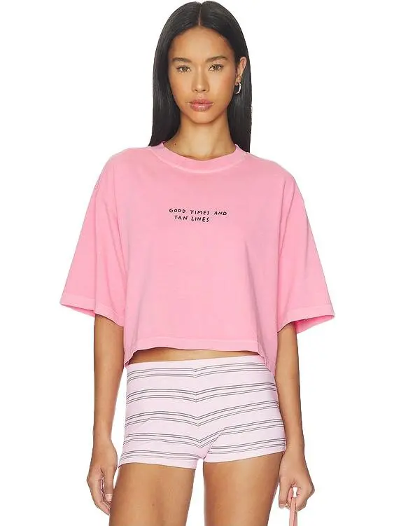 Closed Cropped Boxy Tee Shirt - Peony Pink