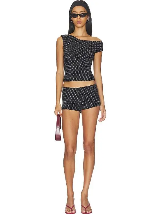 MORE TO COME Jackelina Short Set - Black & White Dot
