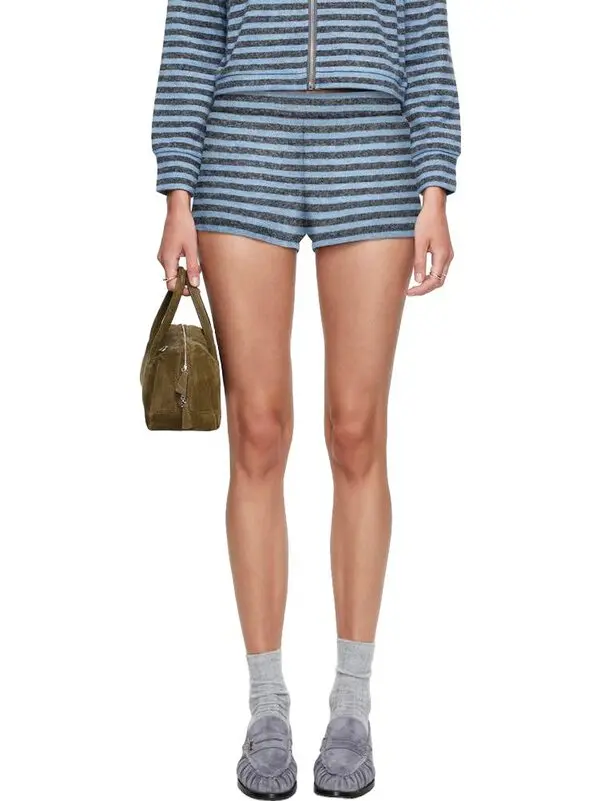 Lioness Bloom Stripe Knit Shorts - Grey Blue Stripe