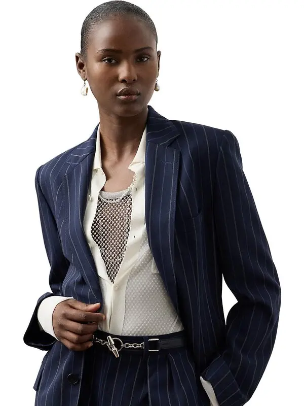 Ralph Lauren Marcy Striped Wool Jacket - Icon Navy Multi