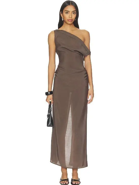 Lioness One-shoulder Maxi Dress - Chocolate