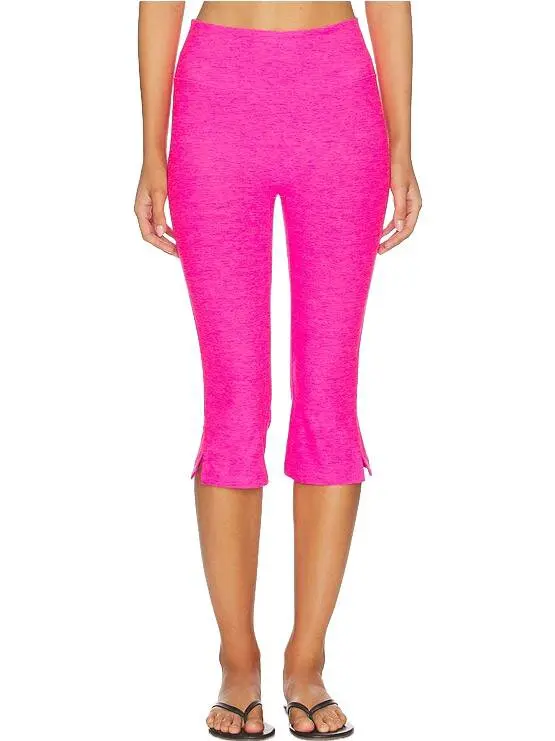 Beyond Yoga Spacedye Midi Rise Slit Pedal Pusher Pants - Fuchsia