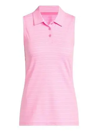 Adidas Ultimate365 Jacquard Sleeveless Polo Shirt - Lucid Pink