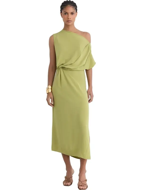 REISS Beth Off-shoulder Midi Dress - Green