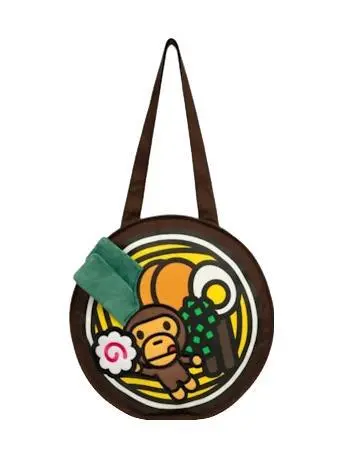 A BATHING APE Baby Milo Ramen Graphic Shoulder Bag - Brown