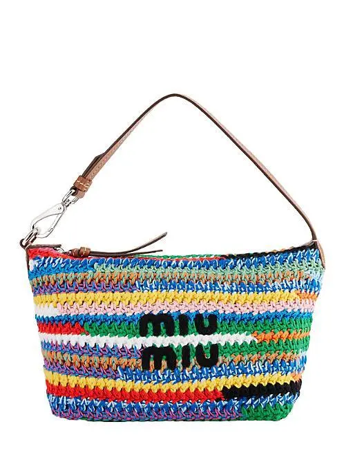 Miu Miu Logo Embroidered Crochet Tote Bag - Multicolor