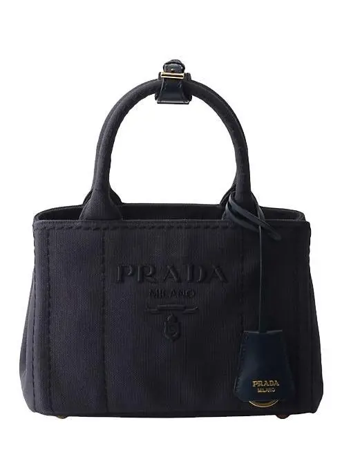 Prada Jardinière Mini Cotton-canvas Top-handle Bag - Blue