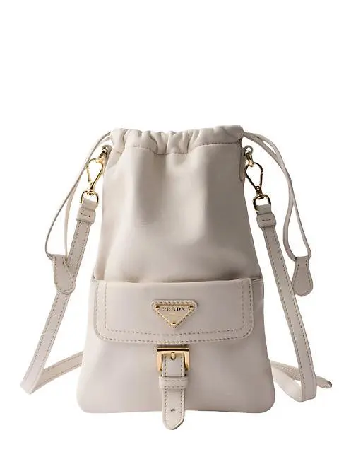 Prada Logo-plaque Leather Pouch - Neutral