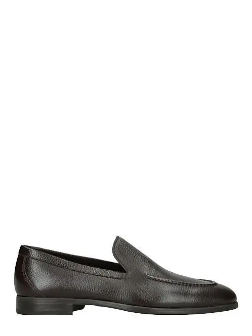 Magnanni Almond Toe Leather Loafers - Dark Brown