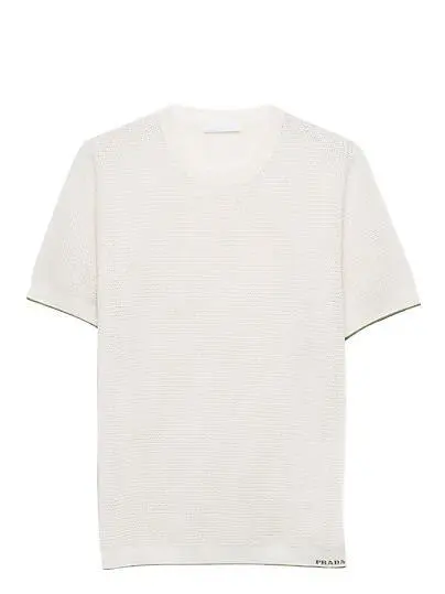 Prada Silk And Cotton Crew Neck Jumper - White