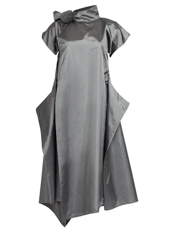 BIANCA POPP Asymmetrical Taffeta Dress With Detachable Ribbon Detail - Silver