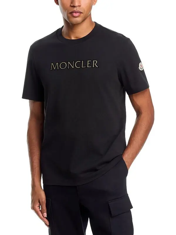 Moncler Logo Print Cotton T-shirt - Black