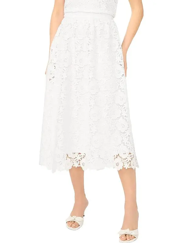 CECE DUPRAZ Midi Lace A-line Skirt - Ultra White