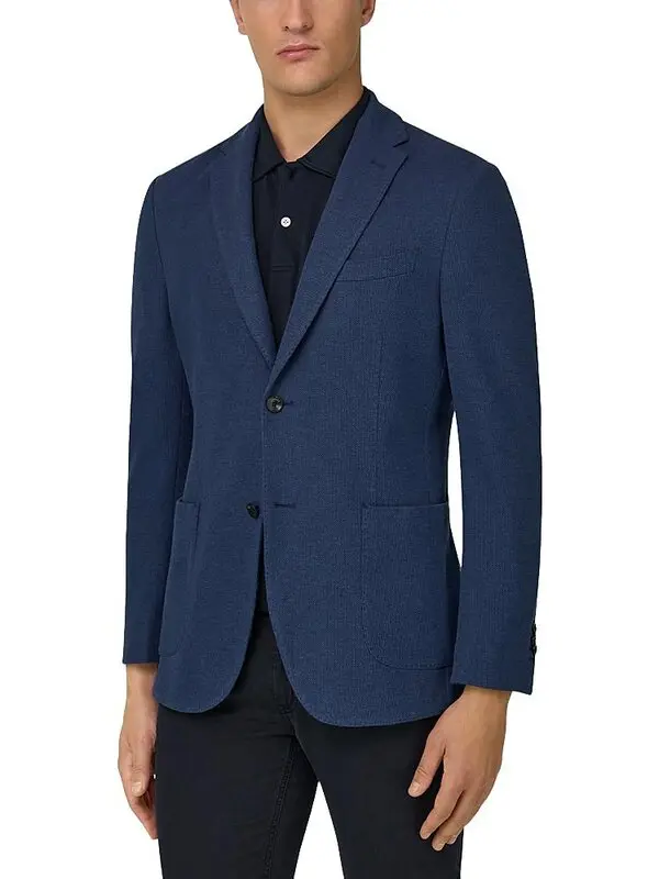 Boggi Milano Regular Fit Micro Texture Crepe Blazer - Medium Blue