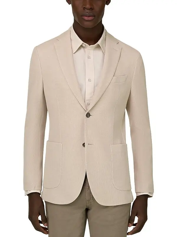 Boggi Milano Regular Fit Micro Texture Crepe Blazer - Sand