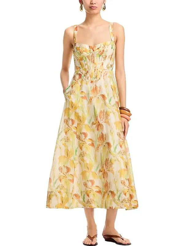 Bardot Adaline Printed Midi Dress - Yellow Floral