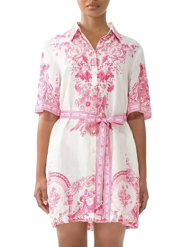 Camilla Linen Short Sleeve Shirtdress - Living La Vida Rosa