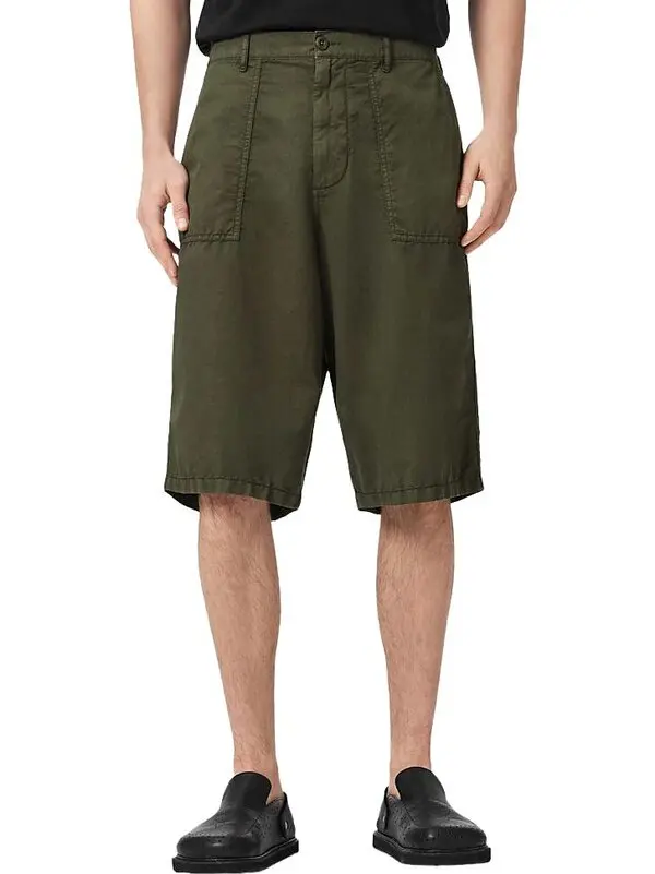 ALLSAINTS Echo 14" Cotton Linen Shorts - Mangrove Green