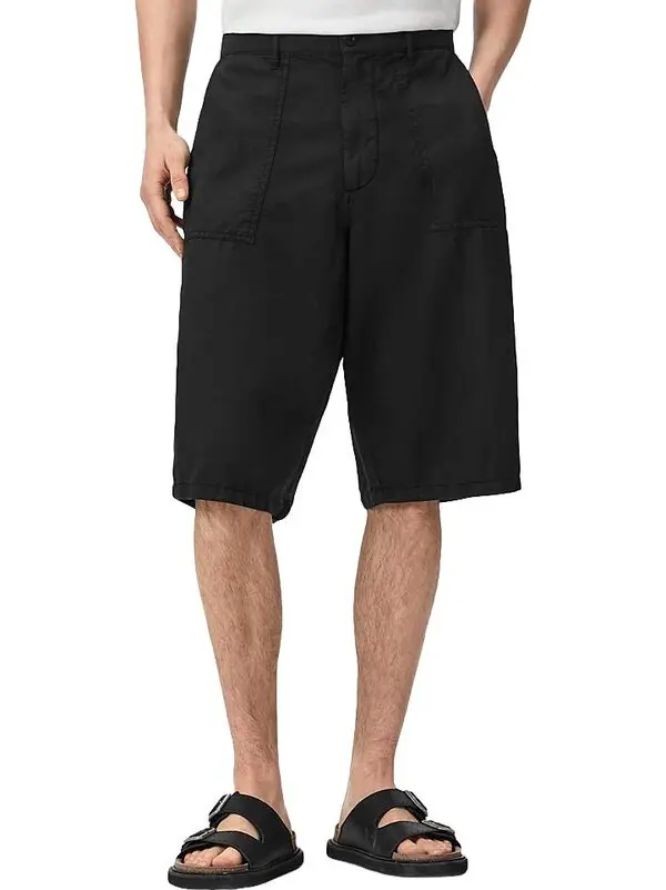 ALLSAINTS Echo 14" Cotton Linen Shorts - Orca Black
