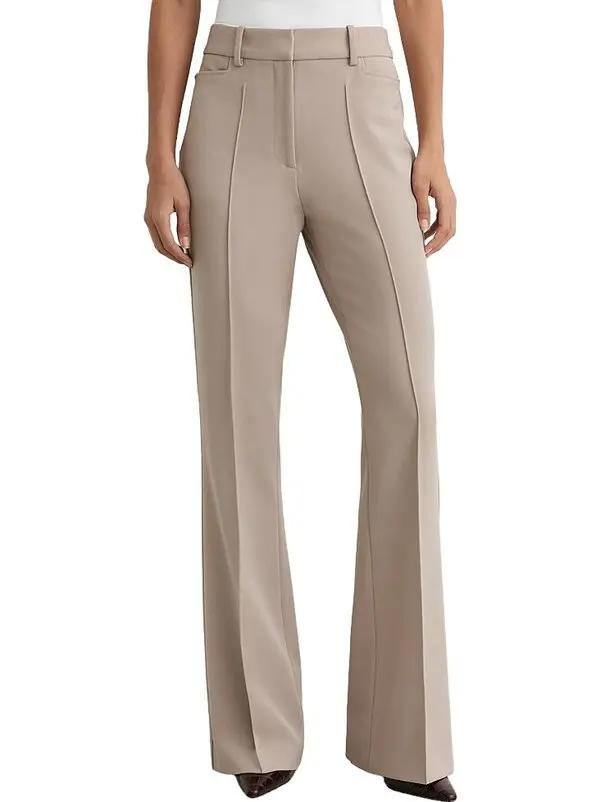 REISS Gabi Flared Suit Trousers - Stone Neut