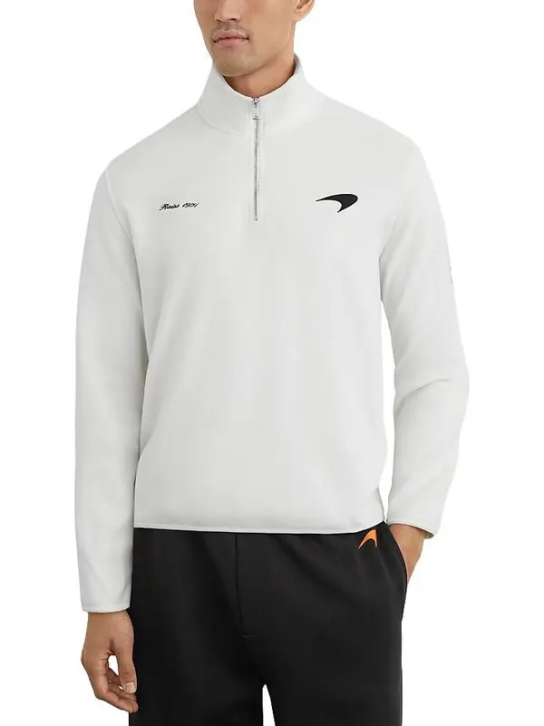 REISS X Mclaren Half Zip Logo Sweatshirt - Off White