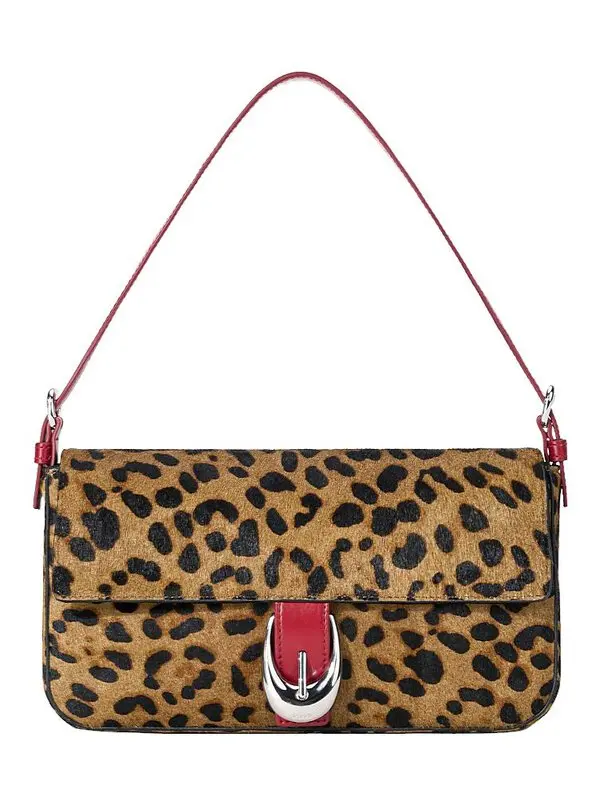 Staud Harlow Calf Hair Shoulder Bag - Cheetah