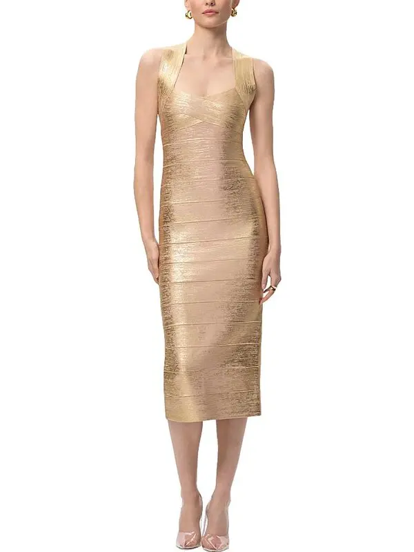 Herve Leger The Sandra Midi Dress - Alabaster