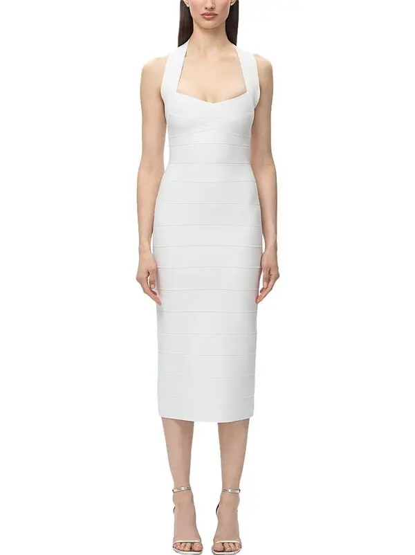 Herve Leger The Sandra Midi Dress - Alabaster