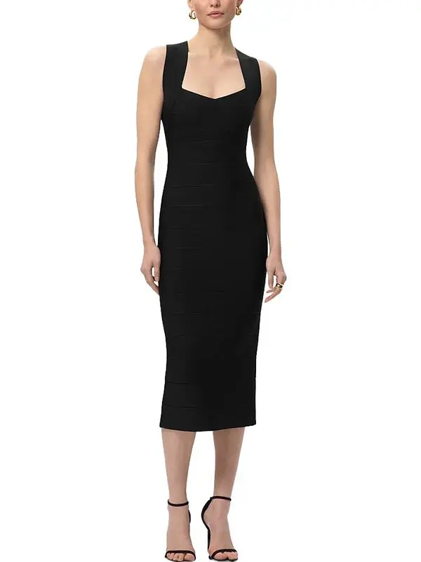Herve Leger The Sandra Midi Dress - Black