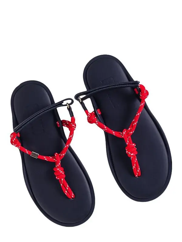 Flowze Slingback Sandals With Knotted Rope Straps - Red