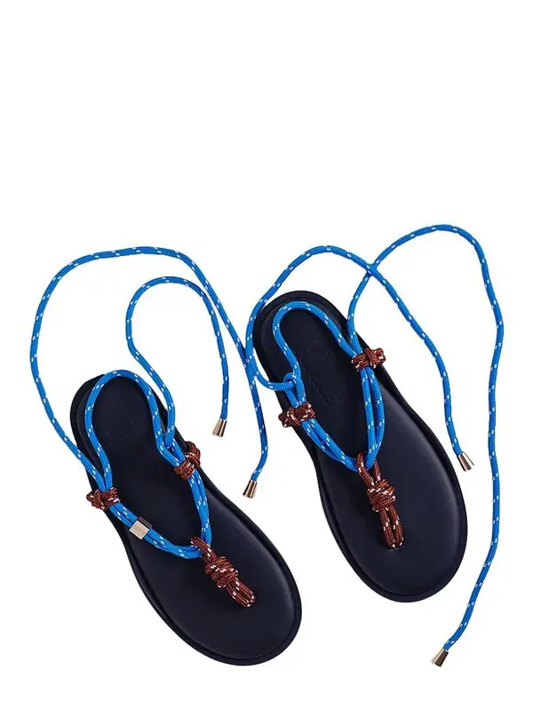 Flowze Twin Ankle Tie Sandals - Sky/brown