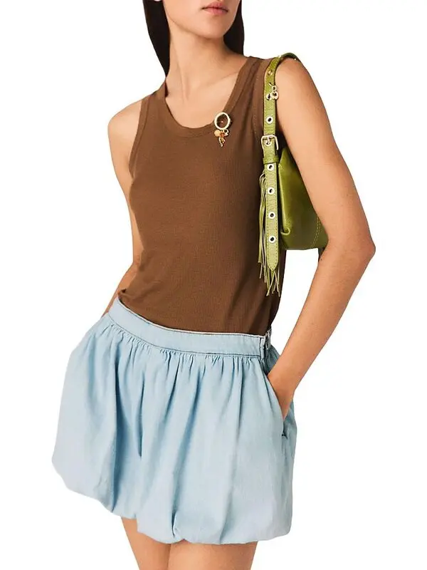 Maje Chambray Balloon Skort - Blue Sky