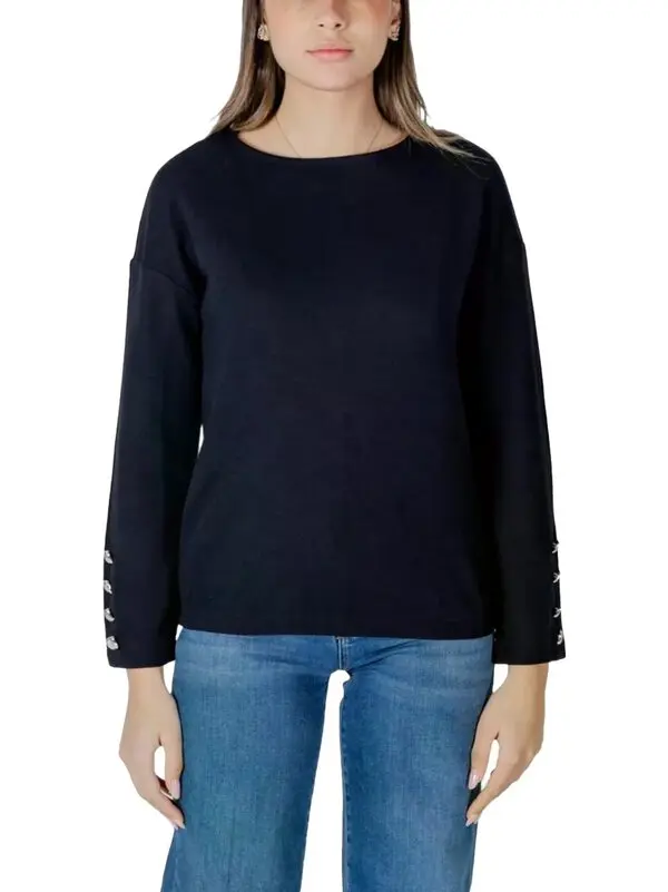 STREET ONE Button-embellished Knit Sweater - Blue