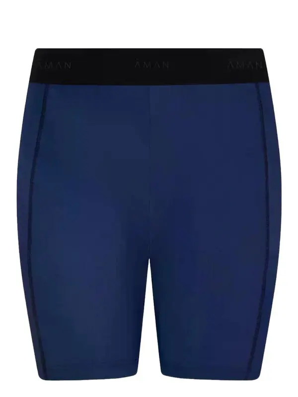 AMAN Logo Waistband Performance Bike Shorts - Blue