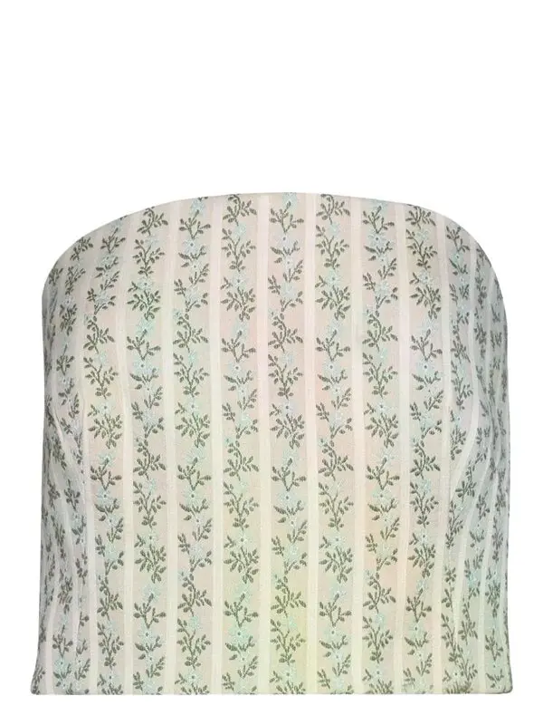 Rosie Assoulin Venus Floral Striped Strapless Top - Neutrals