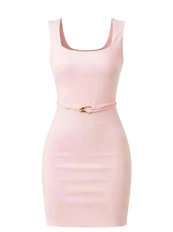 Guess Belted Square-neck Mini Dress - Pink