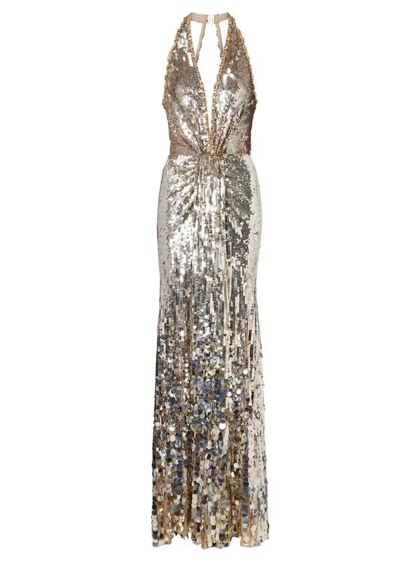 Jenny Packham Mars Gathered Sequined Gown - Gold