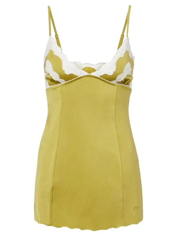 Chloé Lace-trimmed Slip Dress - Yellow