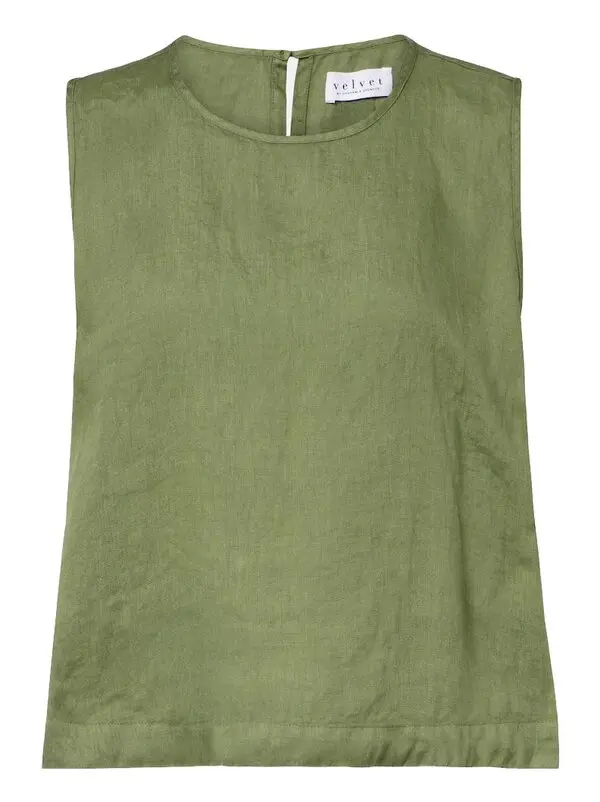 Velvet By Graham & Spencer Maxine Linen Top - Green